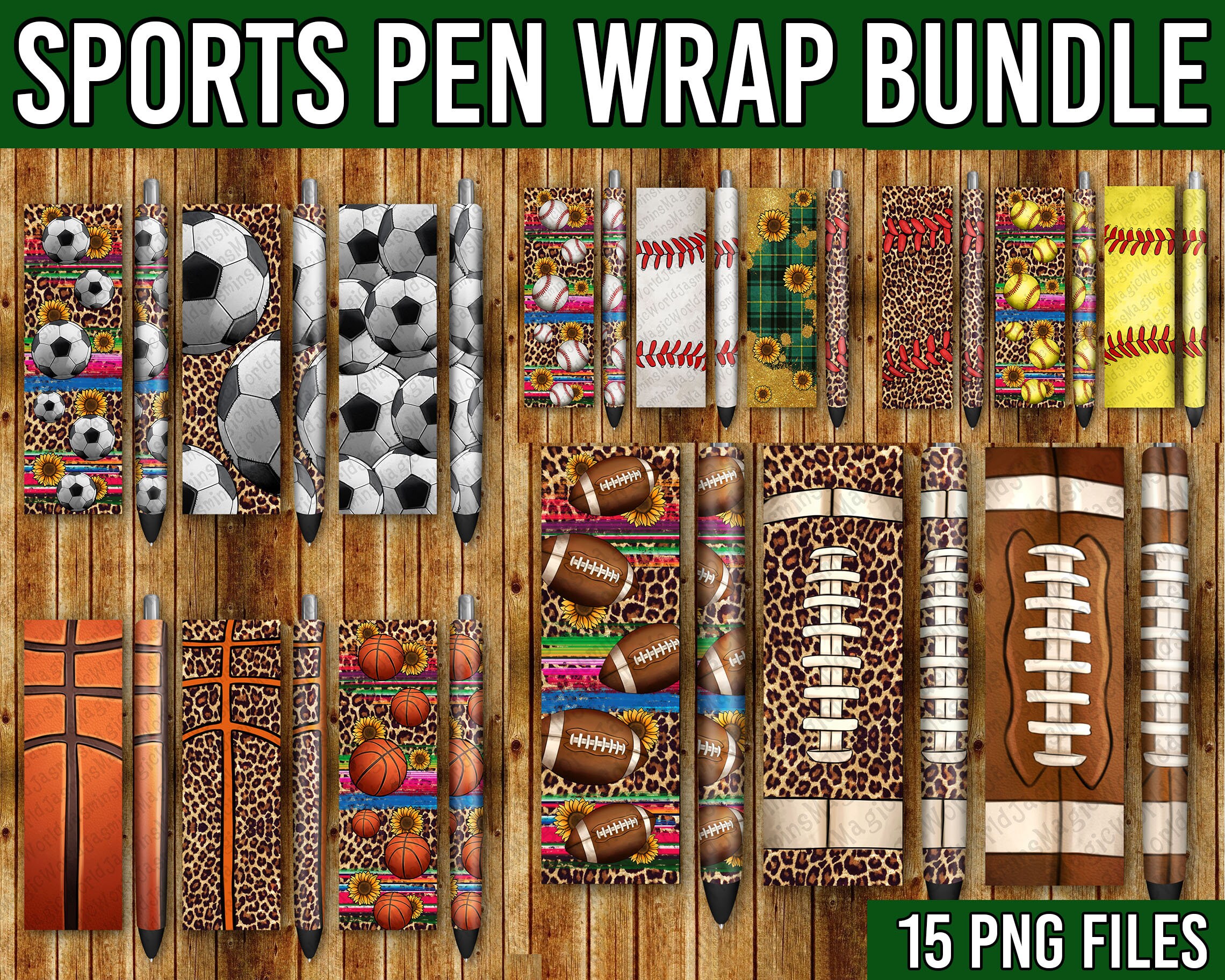 Art & Collectibles Sports Pen Wraps Bundle PNG Sublimation Designs Pen ...