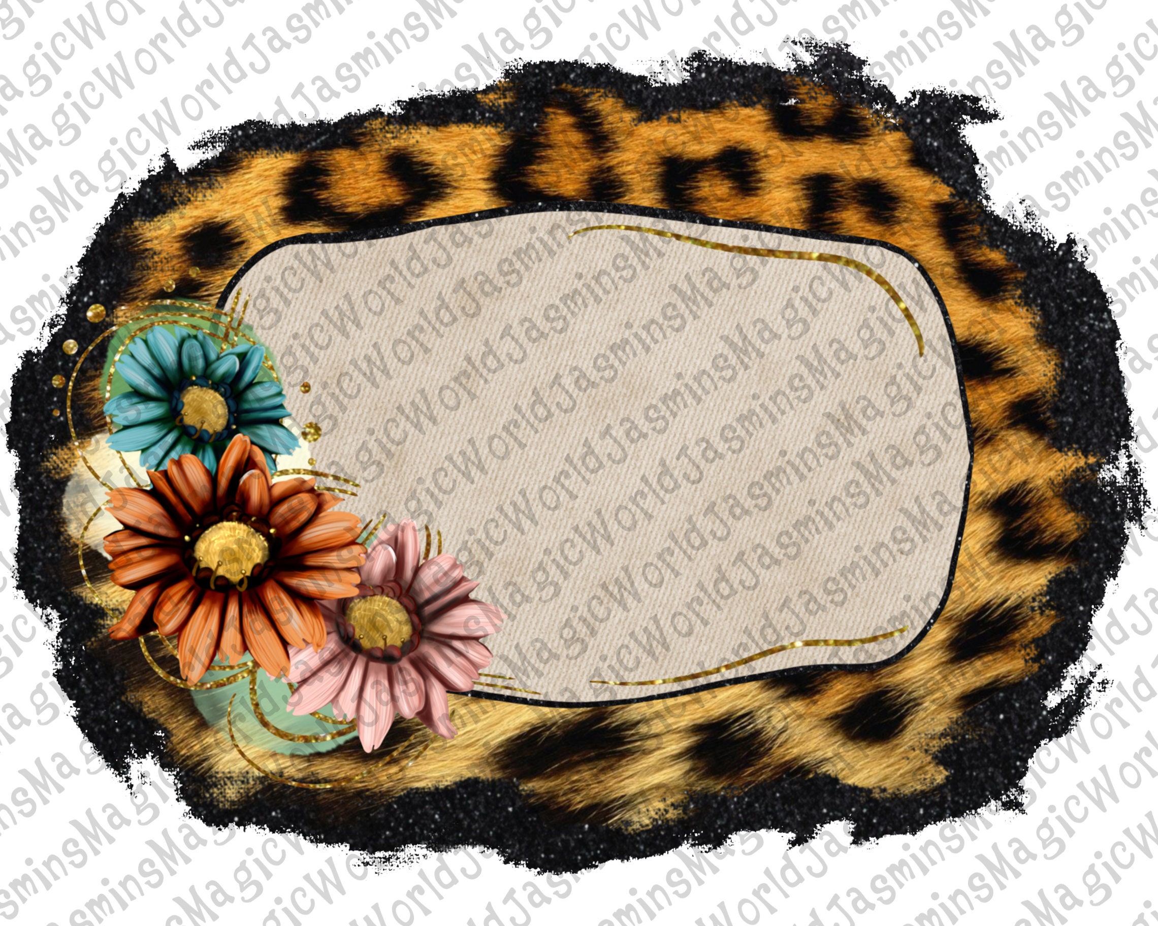 Floral Leopard Background Frame Digital Downloadsublimation | Etsy