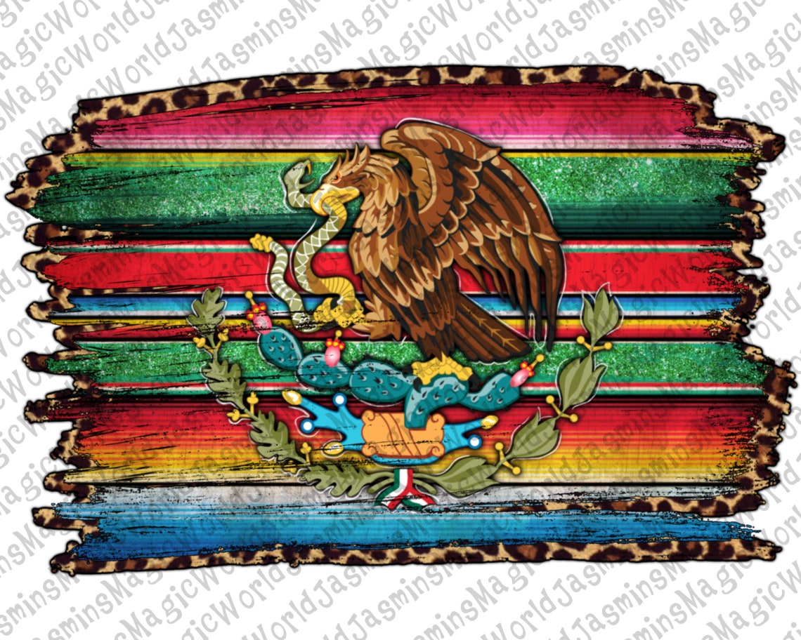 Leopard Serape Mexican Flag Distressed Background Design Png - Etsy