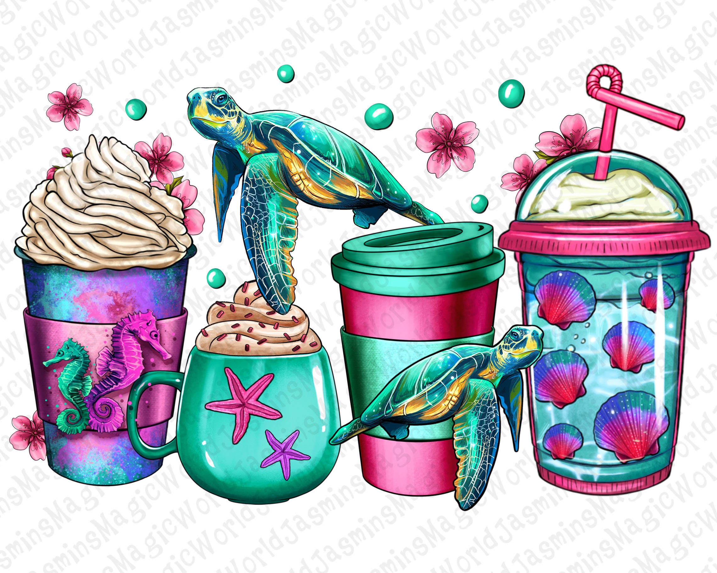 Turtle Coffee Cups Png Sublimation Design Download Coffee - Etsy Canada