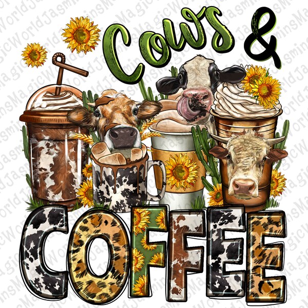 Iced Coffee and Cows Png - Etsy