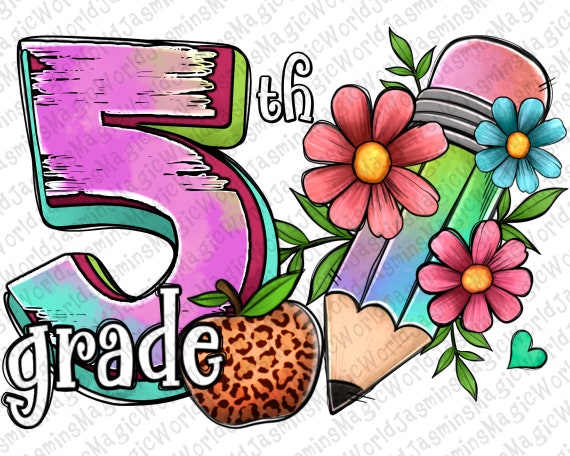 5th Grade PNG Back to school Colorful Flower School Png | Etsy