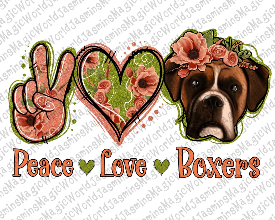 Peace Love Boxer Sublimation Png Digital Download Boxer Png - Etsy