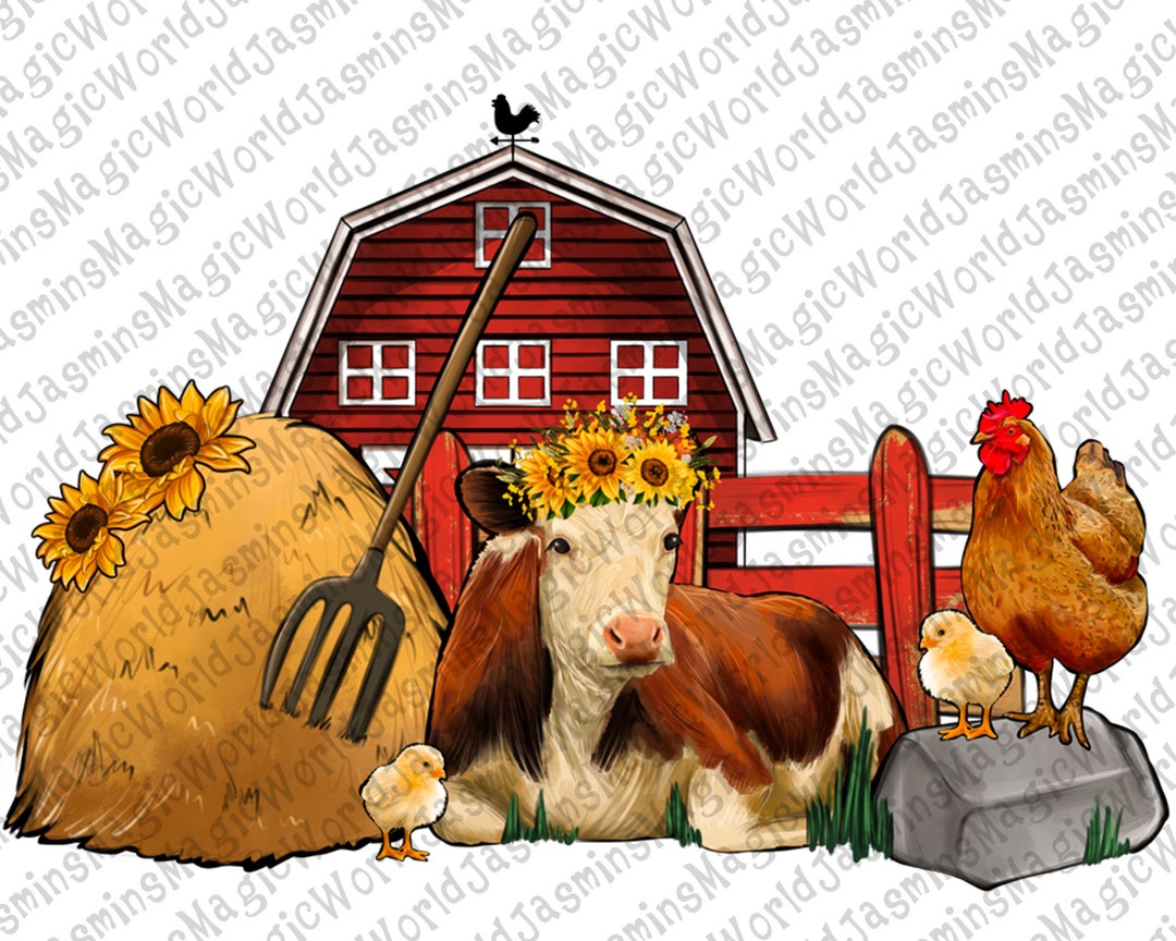 Red Barn Farm Animals PNG Farm Life Pngfarmer Life - Etsy