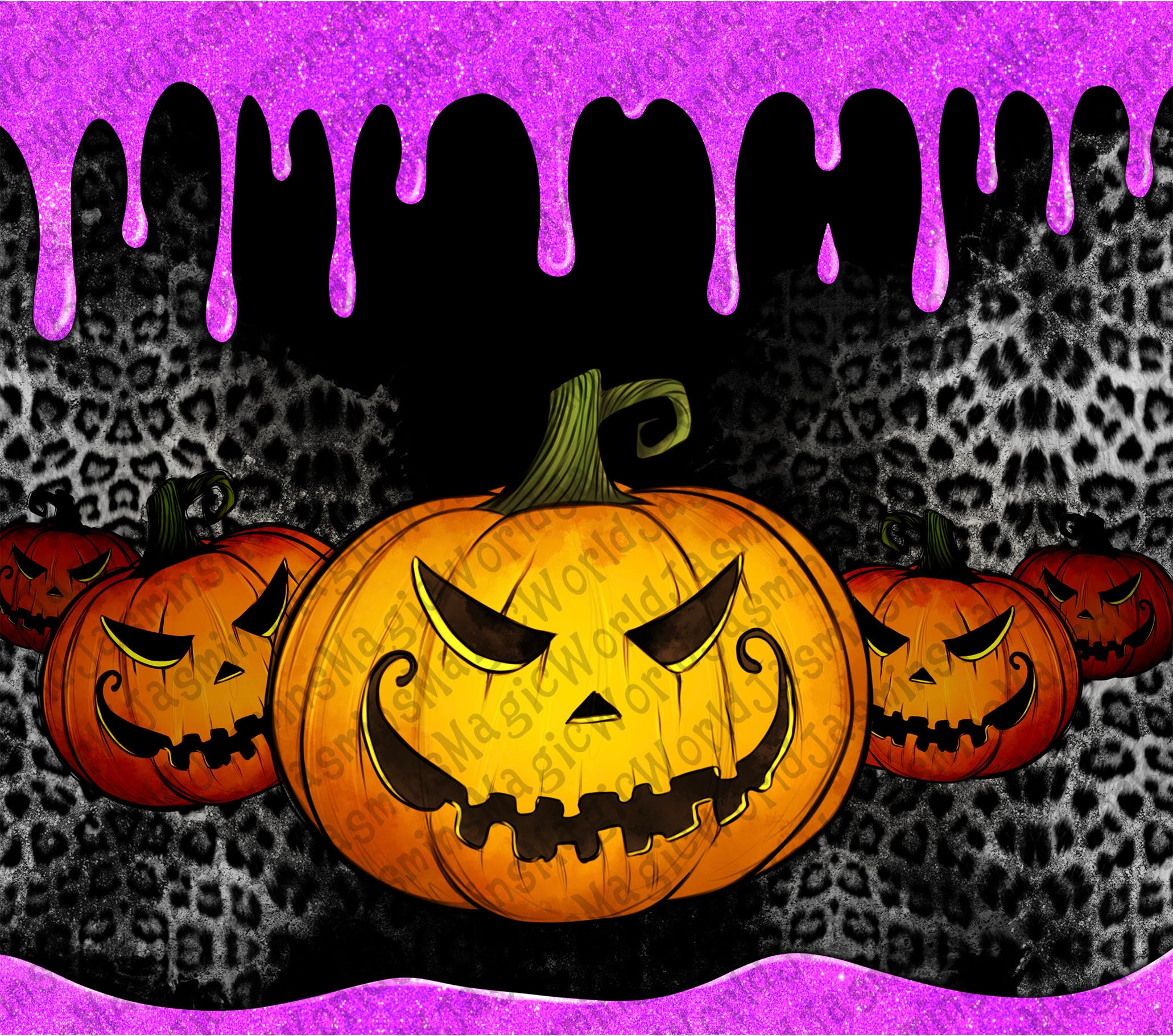 Halloween Jack O Lantern Glitter Dripping 20oz Skinny Tumbler | Etsy