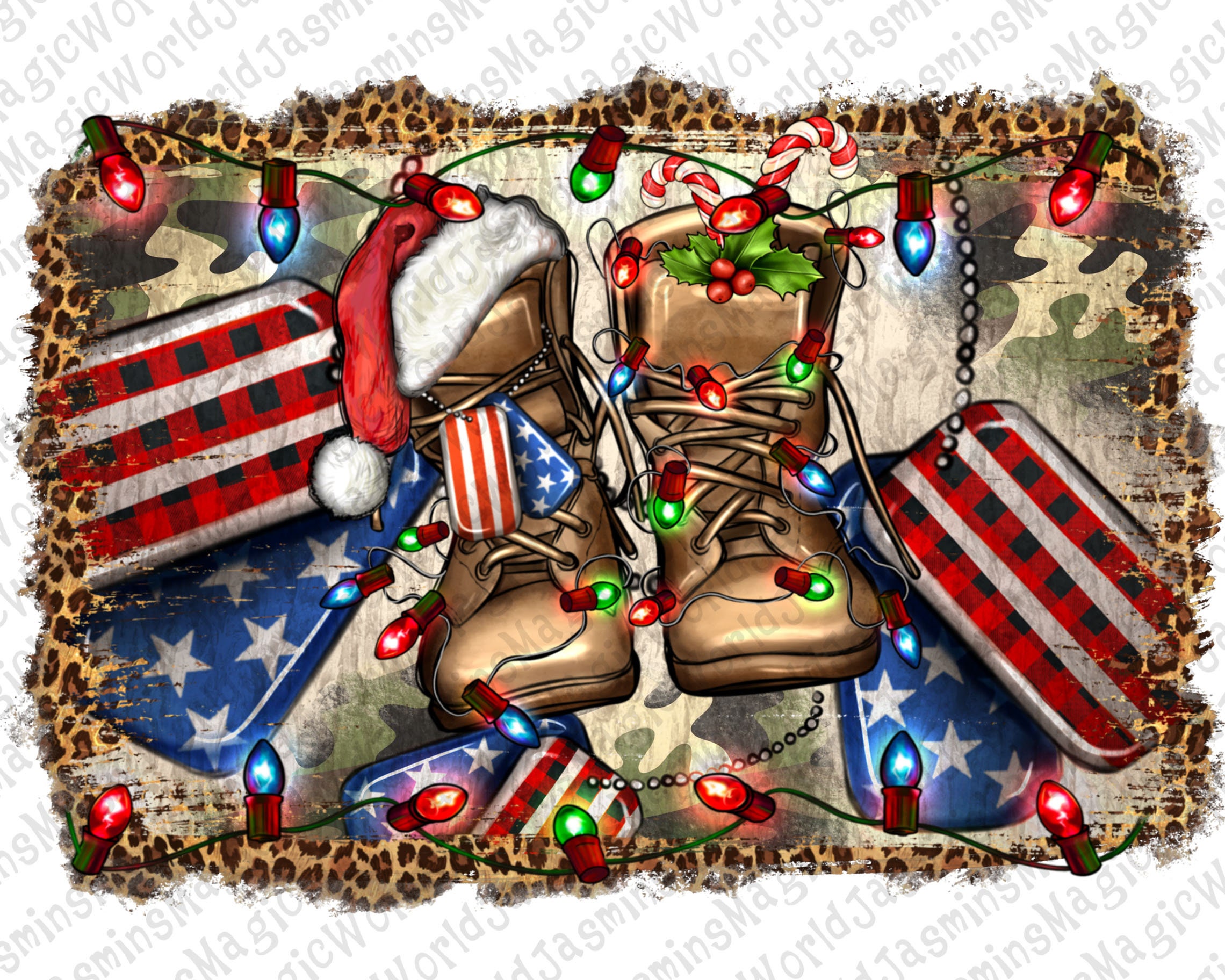 American Flag Christmas Background