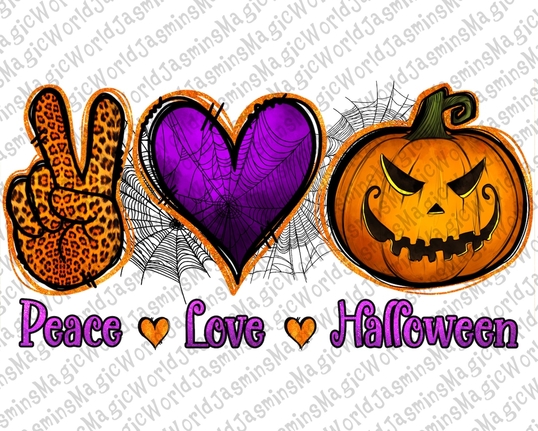 Peace Love Halloween Png Sublimation Design, Peace Love Jack O Lantern ...