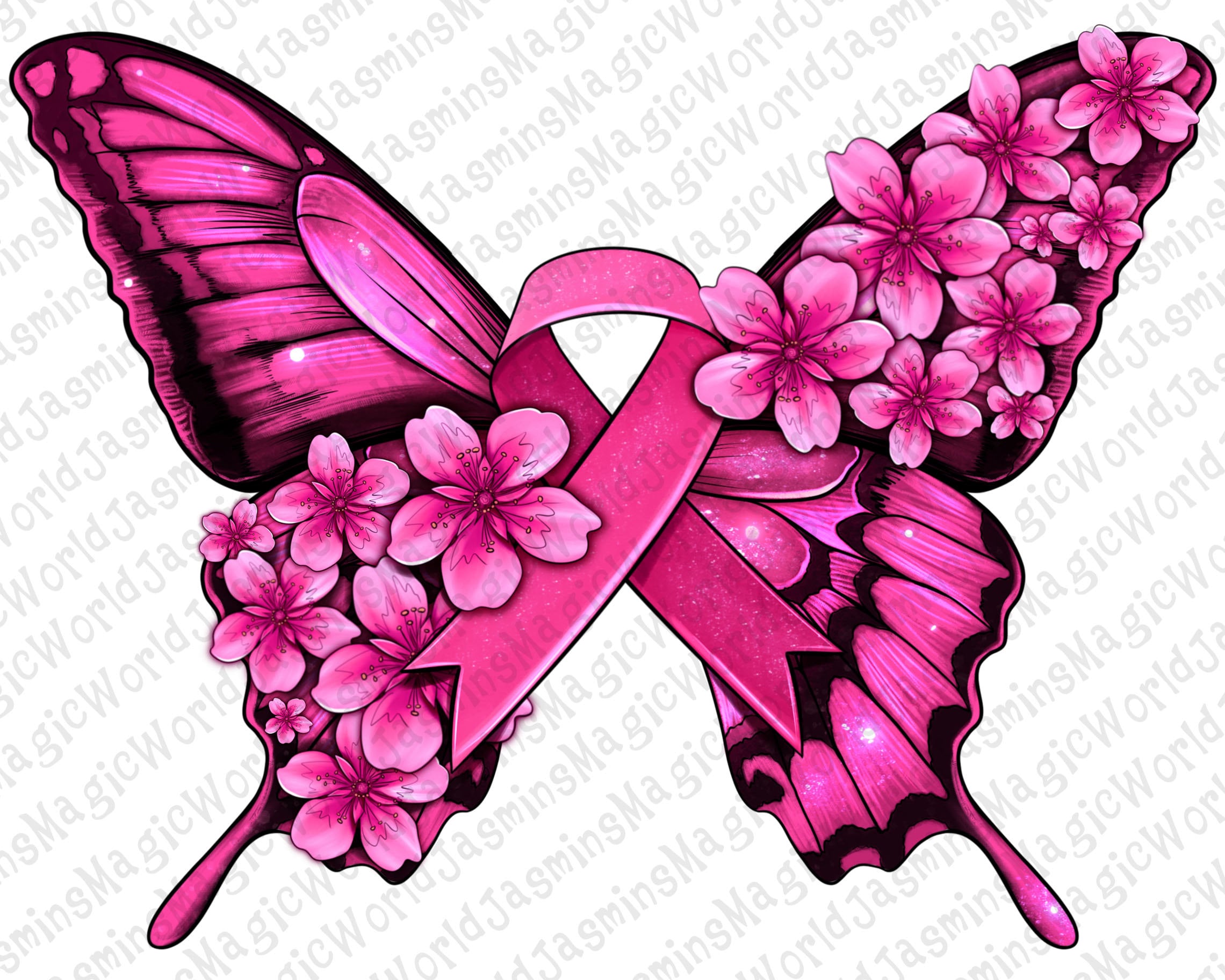 Cinta rosa Cáncer de mama Mariposa Png Diseño de sublimación - Etsy México