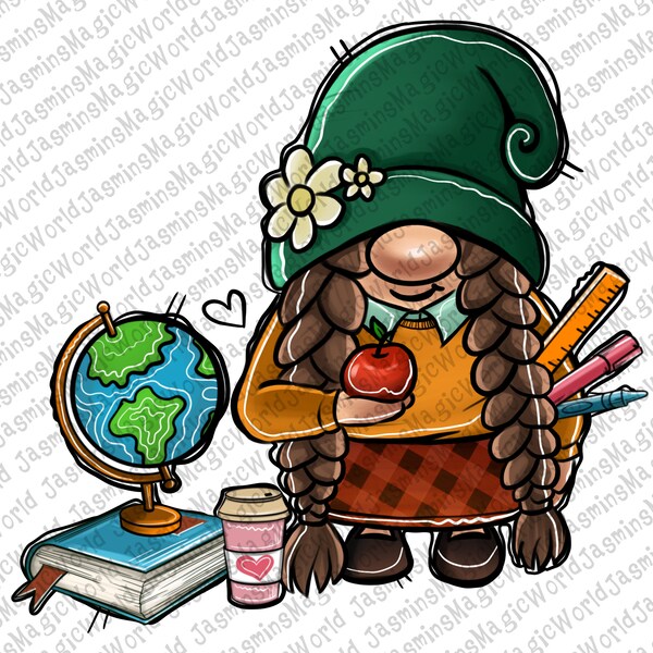 Teacher Gnome Clipart - Etsy