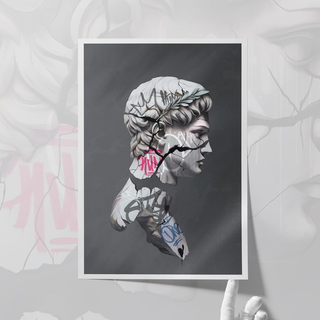 Graffiti Roman Bust Limited Edition Art Print – Mythological Art ...