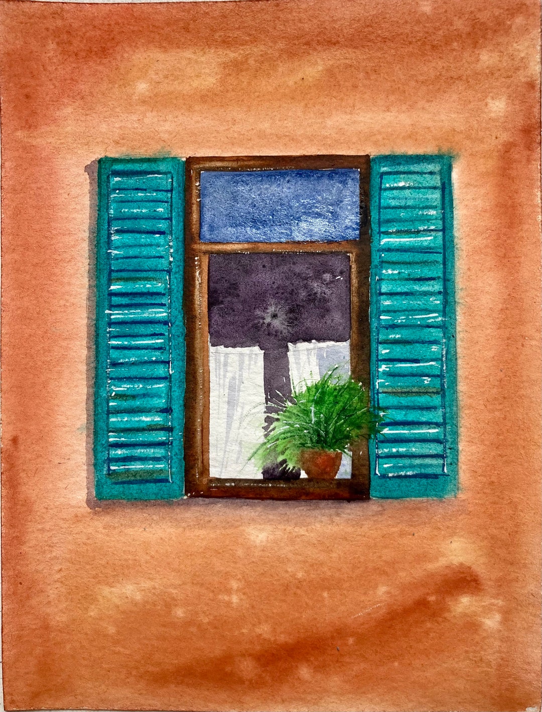 Window Original Watercolor Painting, Small Size 6x7,8 Small Price, Home ...