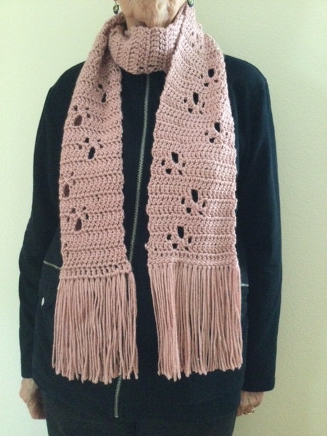 Paw Print Scarf, Winter Scarf, Crocheted Scarf, Gift, Dog and Cat Lover ...