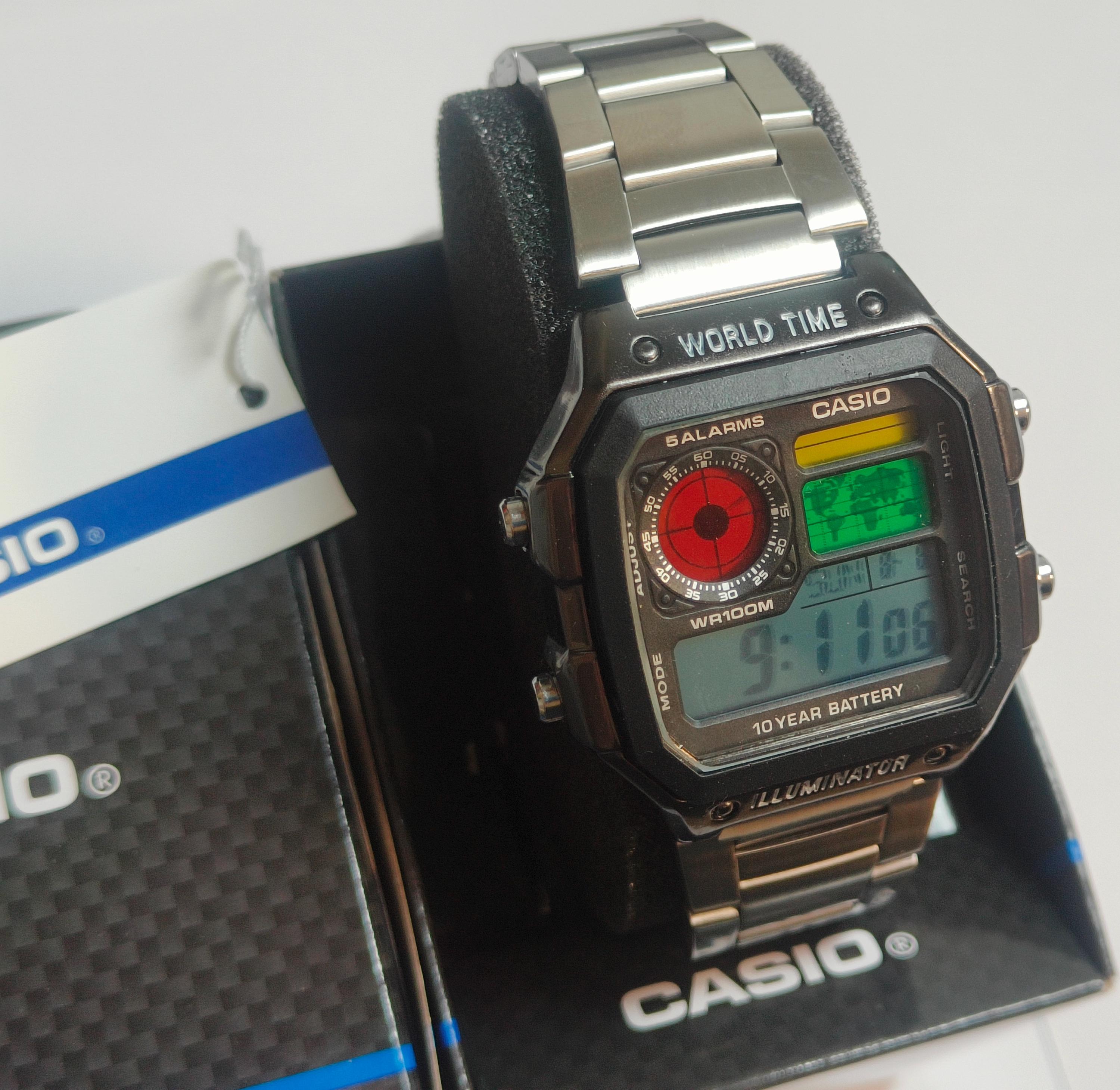 Casio AE-1200WHD Full Metal Dark Case Body World Time Illuminator ...