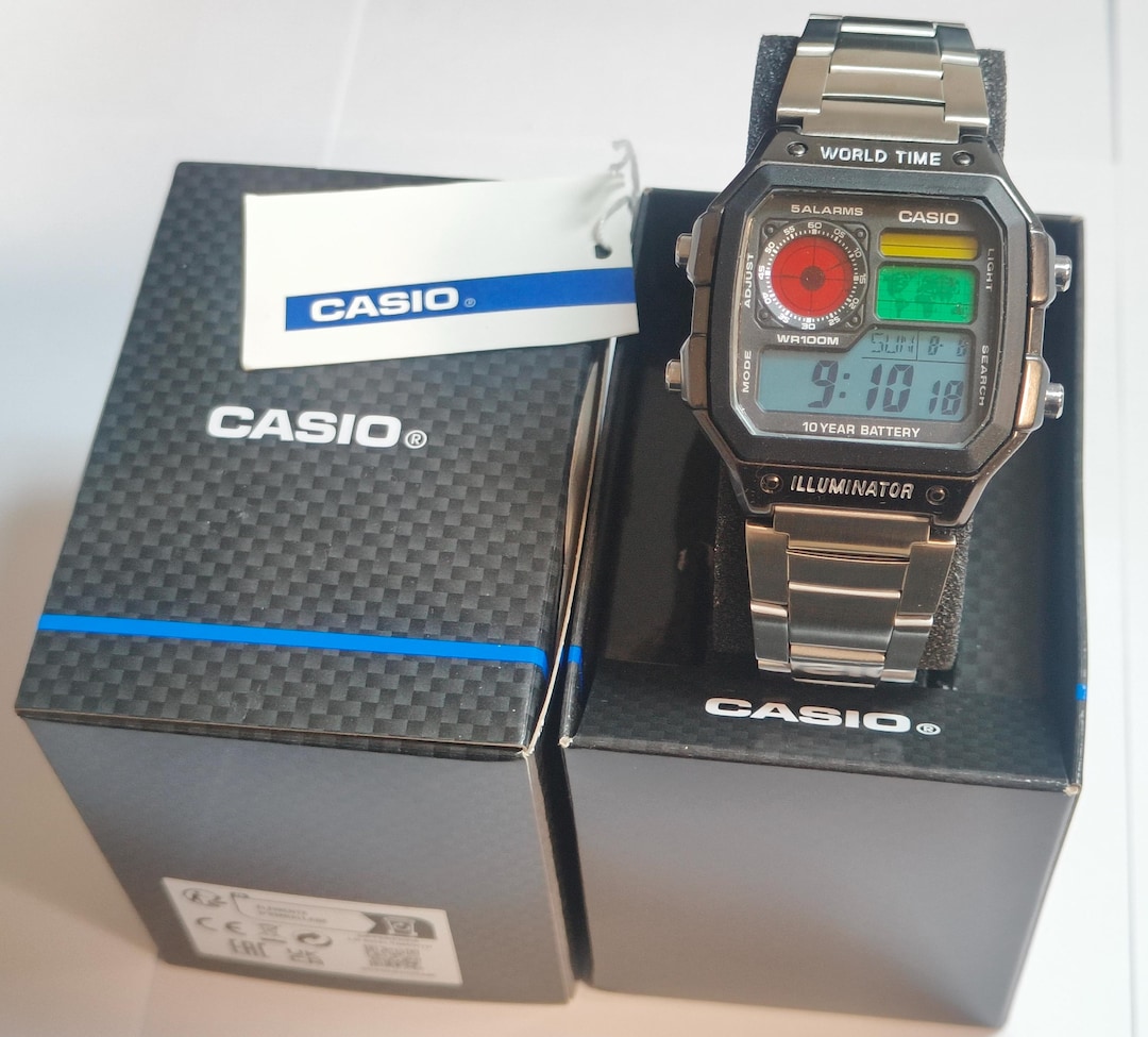 Casio AE-1200WHD Full Metal Dark Case Body World Time Illuminator ...