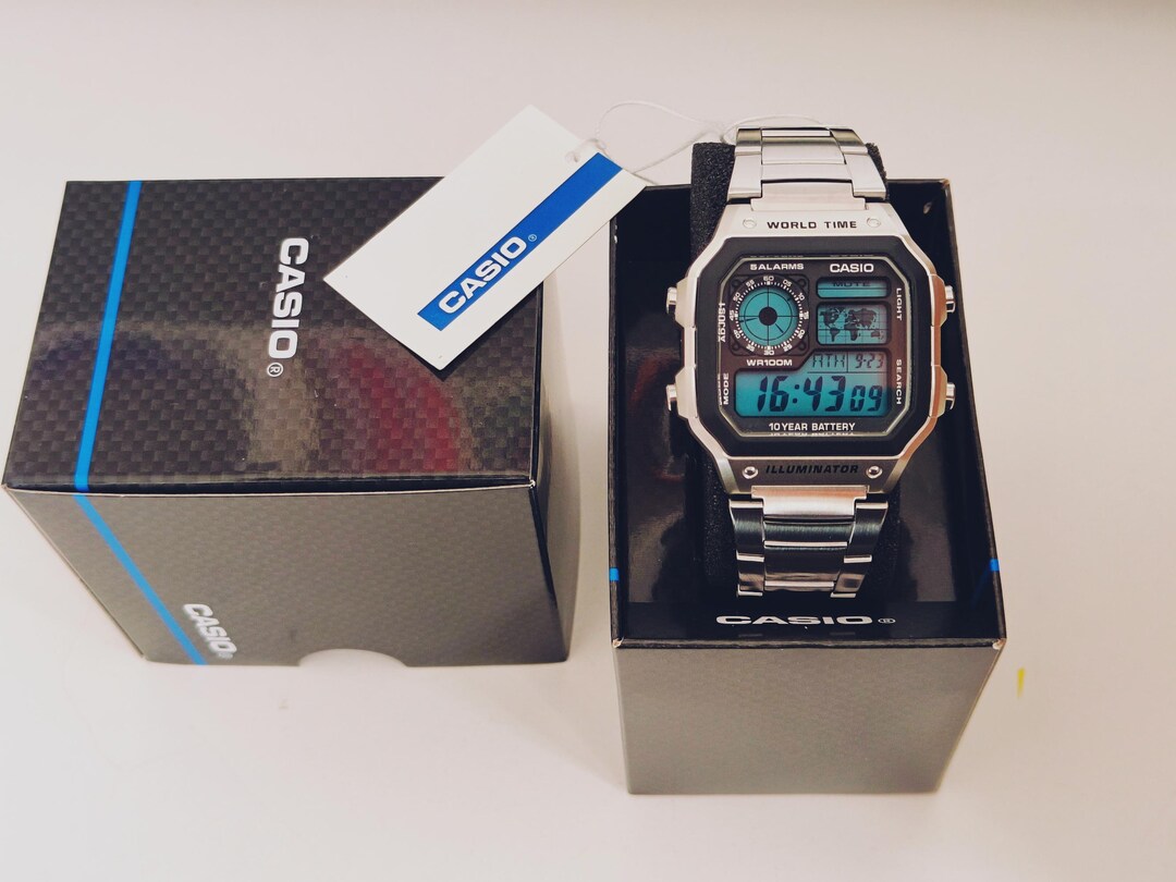 Casio AE-1200WHD Wrist Watch Unisex Digital World Time Illuminator Blue ...