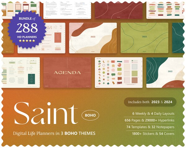 12 Tab Hyperlinked Digital Notebook Dot, Grid, Blank, Lined, Cornell ...