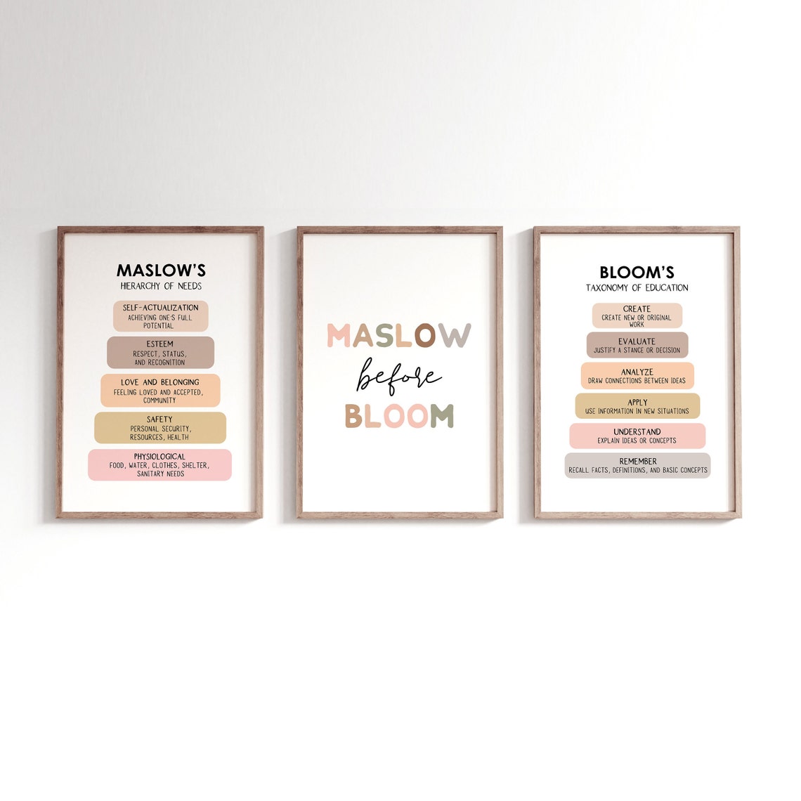 Maslow Before Bloom Poster Maslow Hierarchy of Needs Bloom's Taxonomy ...