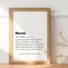 Nurse Definition Nurse Poster Nurse Appreciation Gift Nurse Graduation ...