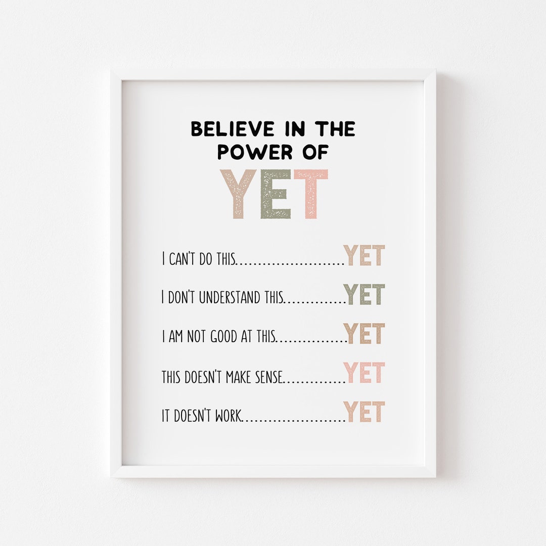 The Power of yet Poster School Office Decor Self Care Posters Social ...