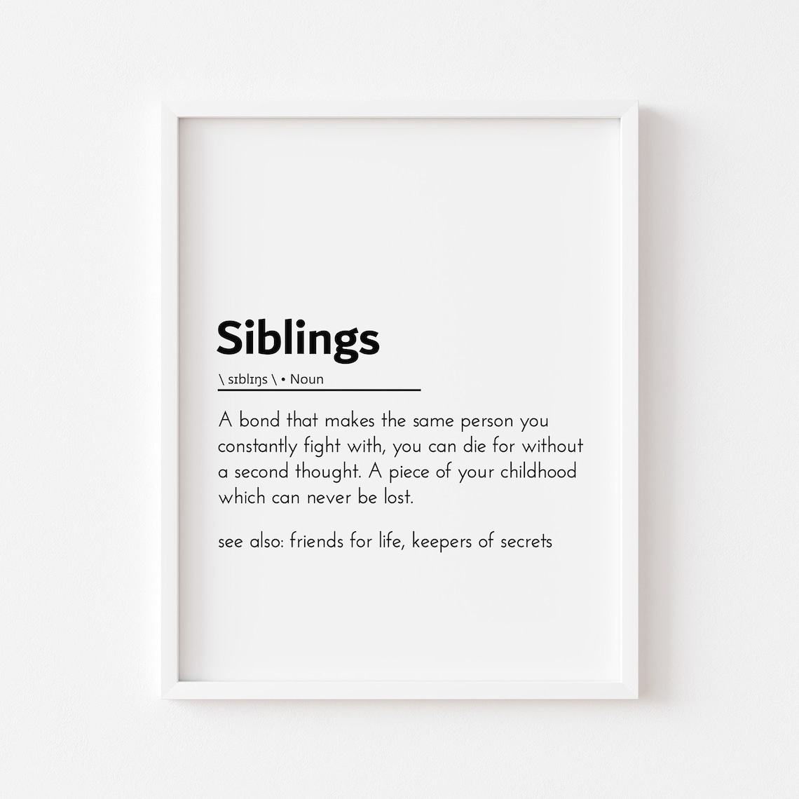Siblings Definition Siblings Gift Sibling Quote Siblings Wall Art ...