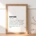 Father Definition Father Quote Father Poster Father Birthday Gift From ...