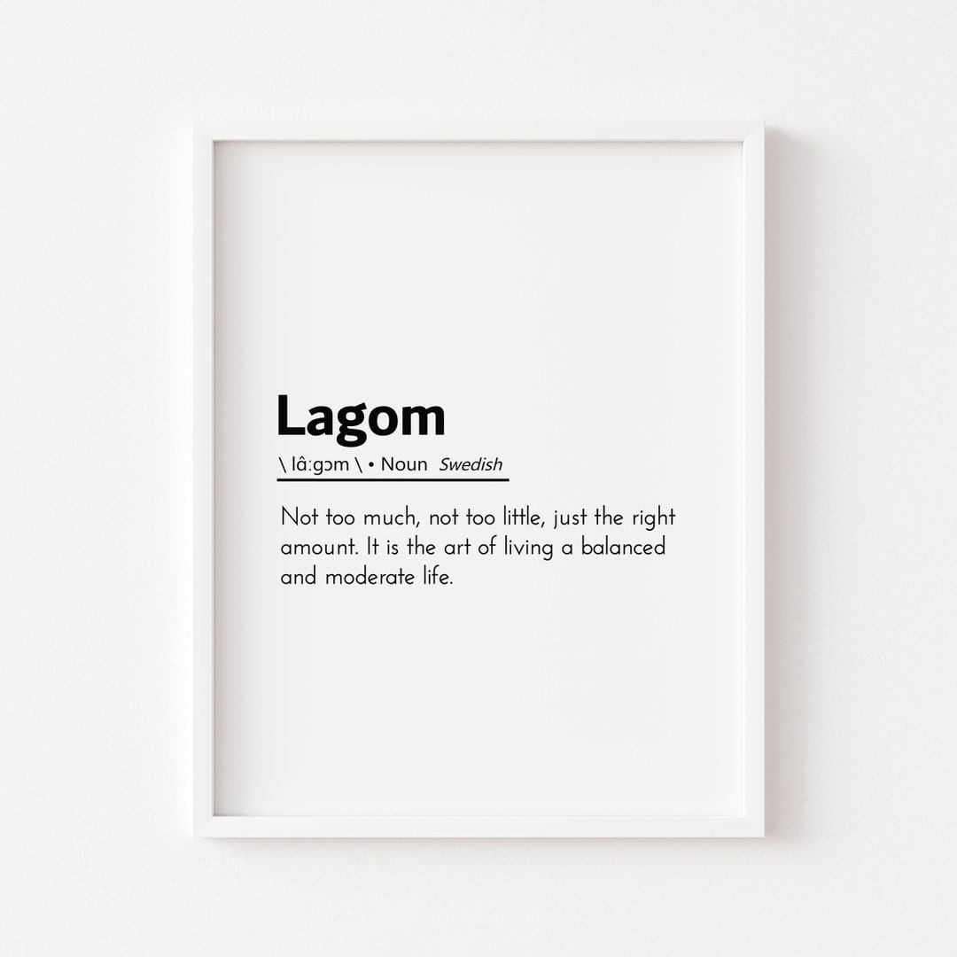 Lagom Definition Lagom Print Scandinavian Wall Art Lagom Life Nordic ...