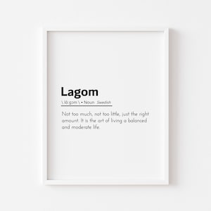 Lagom Definition Lagom Print Scandinavian Wall Art Lagom Life Nordic ...