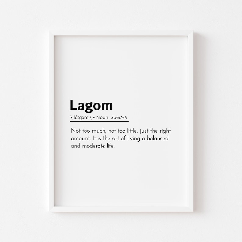 Lagom Definition Lagom Print Scandinavian Wall Art Lagom Life Nordic ...