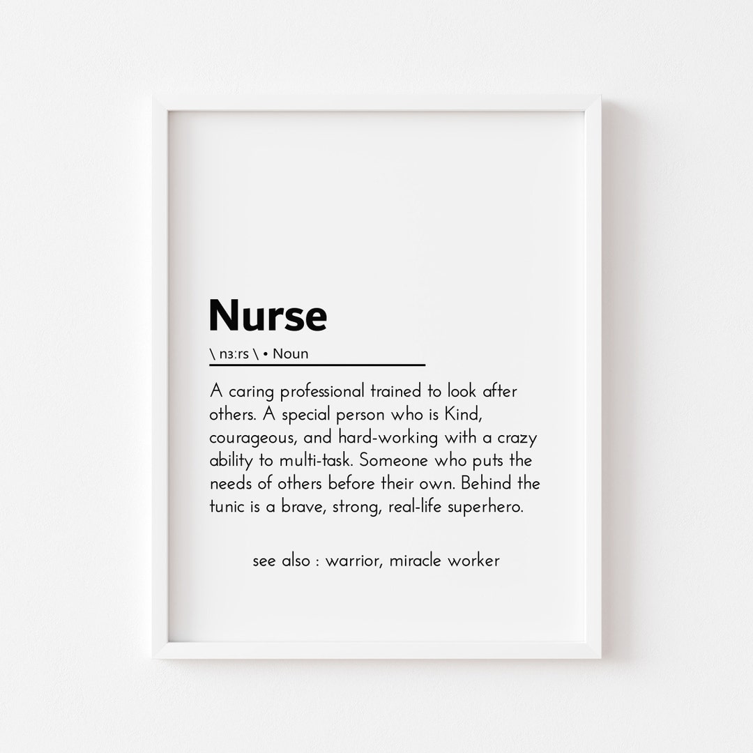 Nurse Definition Nurse Poster Nurse Appreciation Gift Nurse Graduation ...