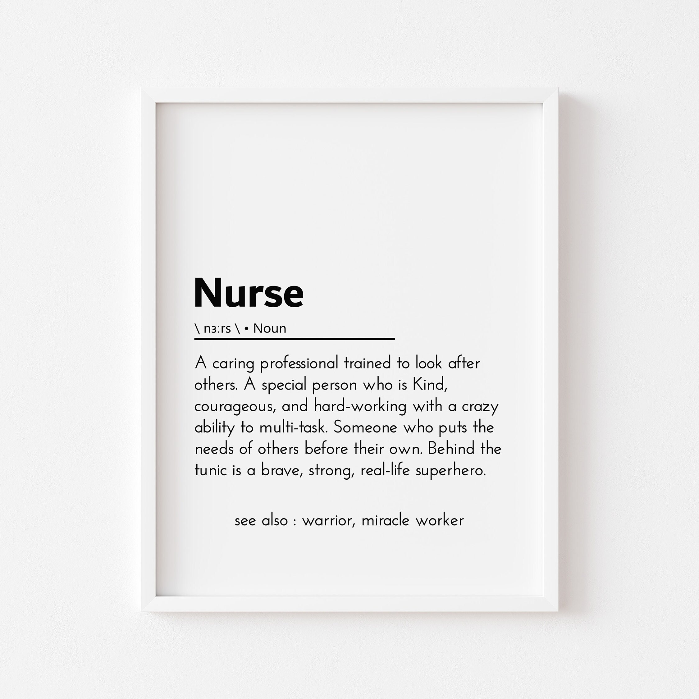 Nurse Definition Nurse Poster Nurse Appreciation Gift Nurse Graduation ...