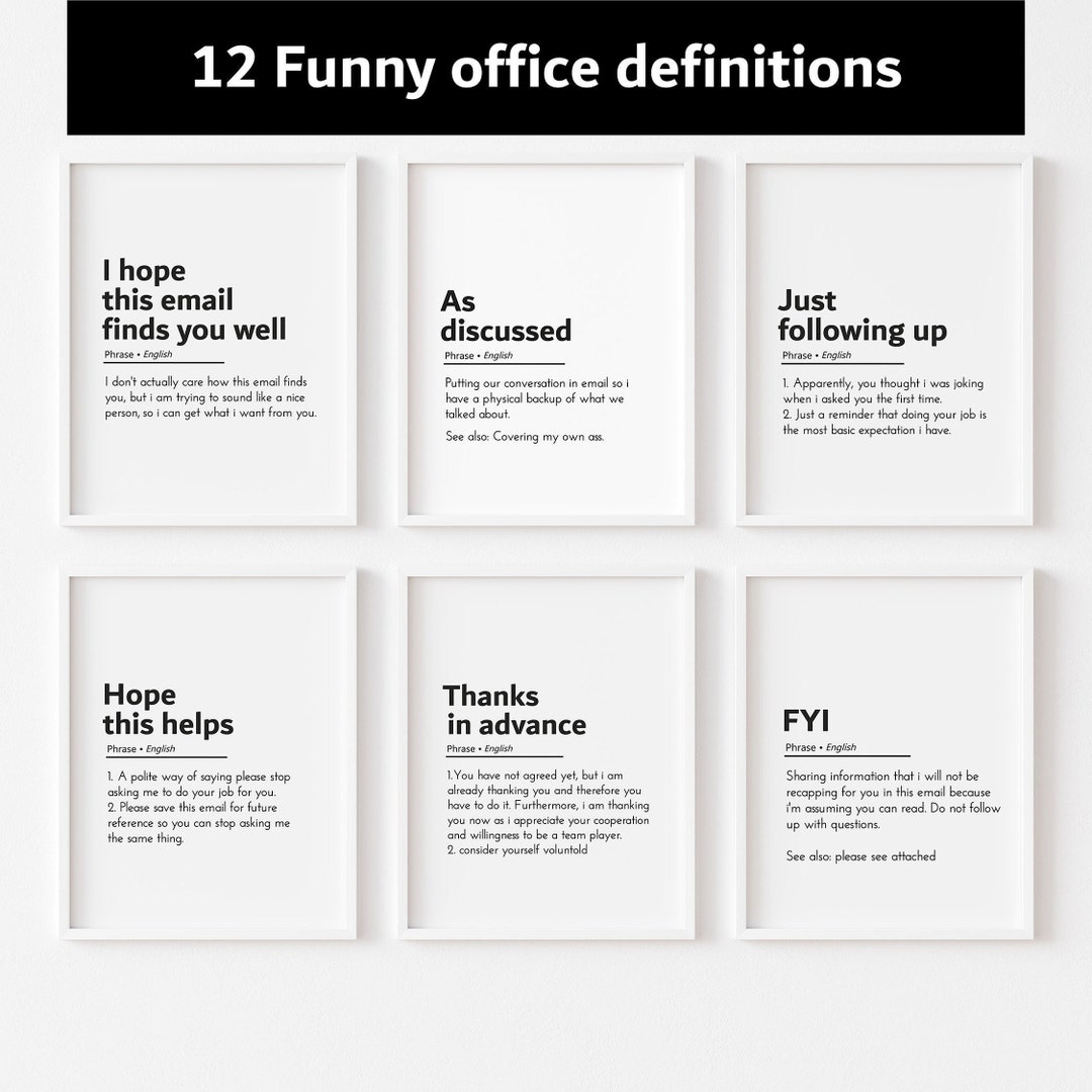 Email Art Funny Office Decor Funny Office Signs Funny Email Definitions ...