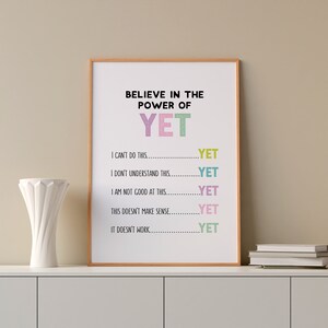The Power of yet Poster Coping Skills for Kids School Office Decor ...