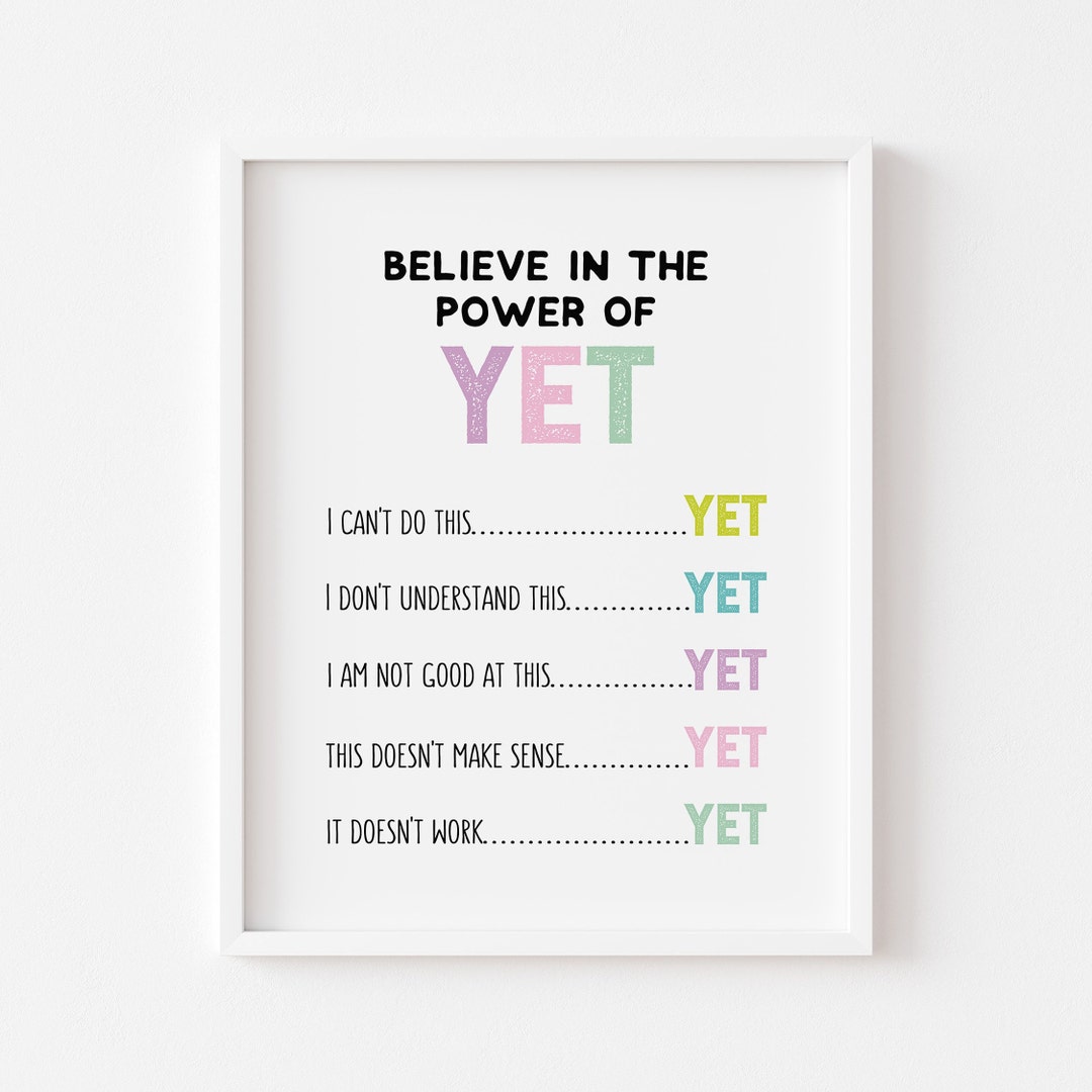 The Power of yet Poster Coping Skills for Kids School Office Decor ...