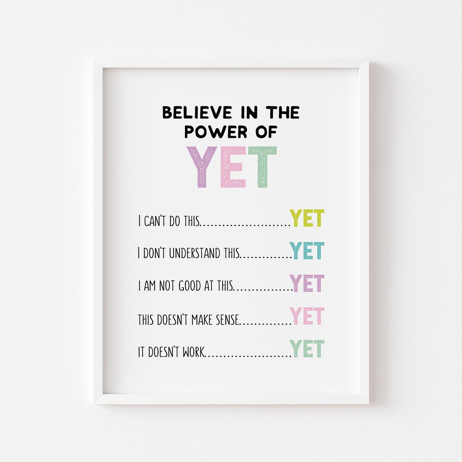 The Power of yet Poster Coping Skills for Kids School Office Decor ...