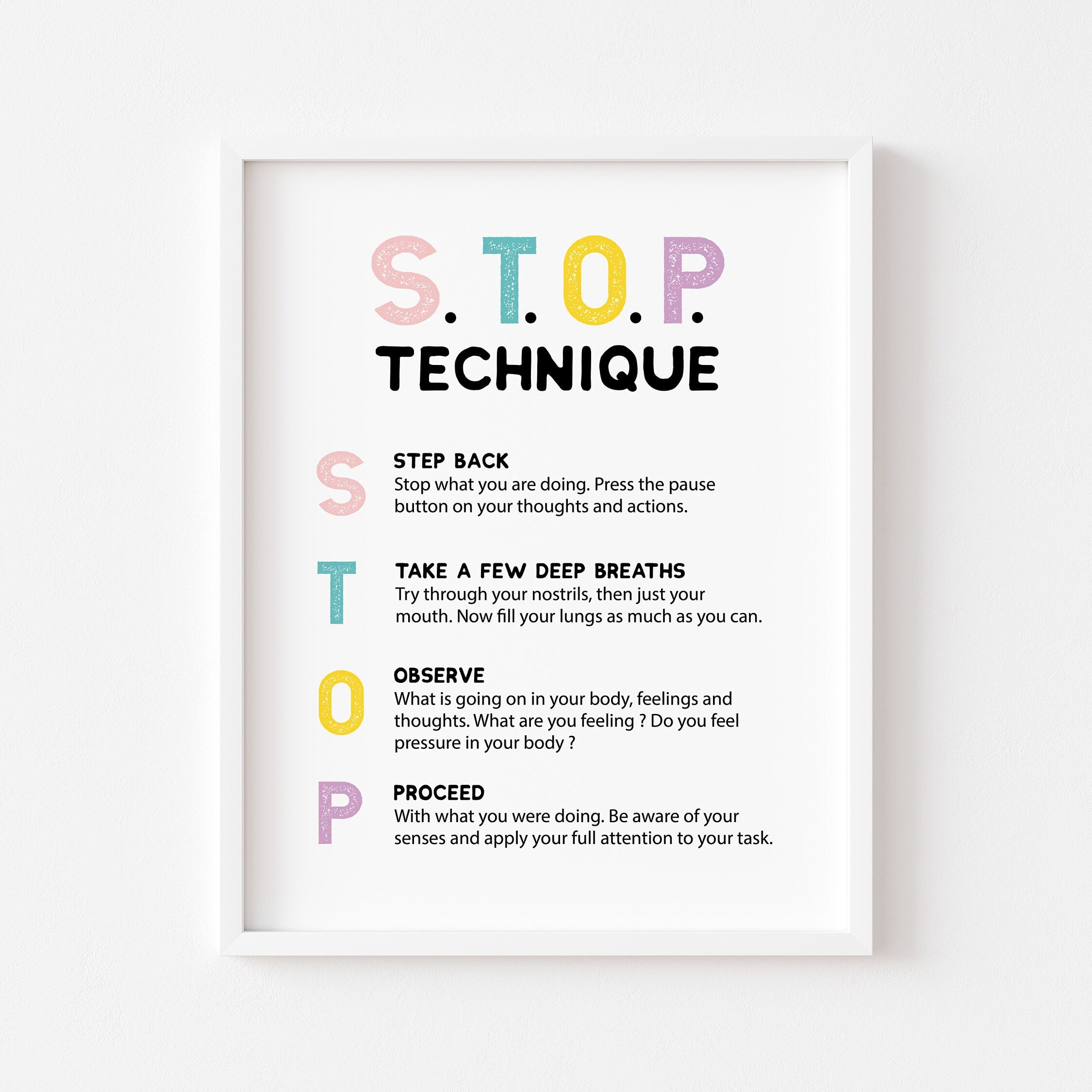 Stop Technique Stress and Anxiety Mental Health Poster Therapy Office ...