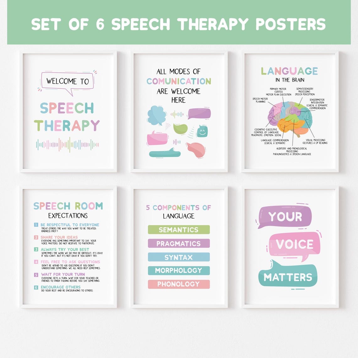 Speech Therapy Posters Speech Therapy Room Decor Slp Poster Language in ...