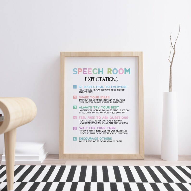 Speech Room Expectations Speech Therapy Room Decor Speech Room Art ...