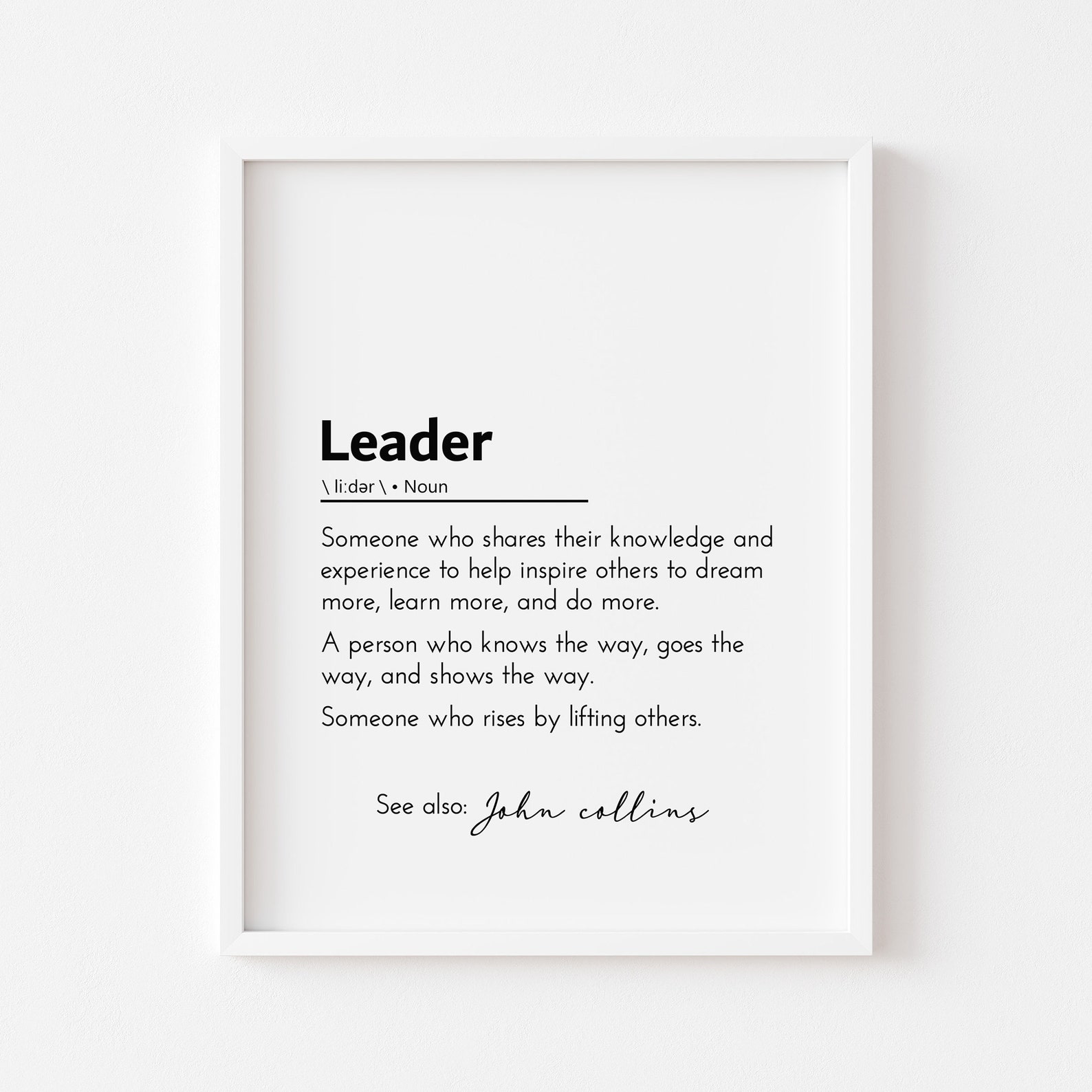 Leader Definition Leader Quote Personalized Leader Gift Leadership ...