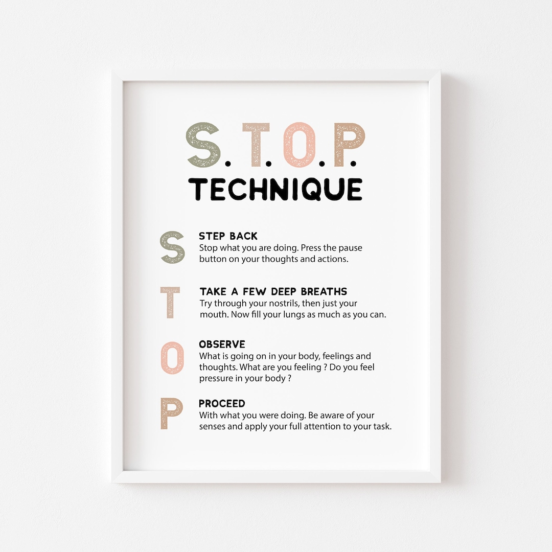Stop Technique, Anxiety Relief, Calm Corner Printables, Social ...