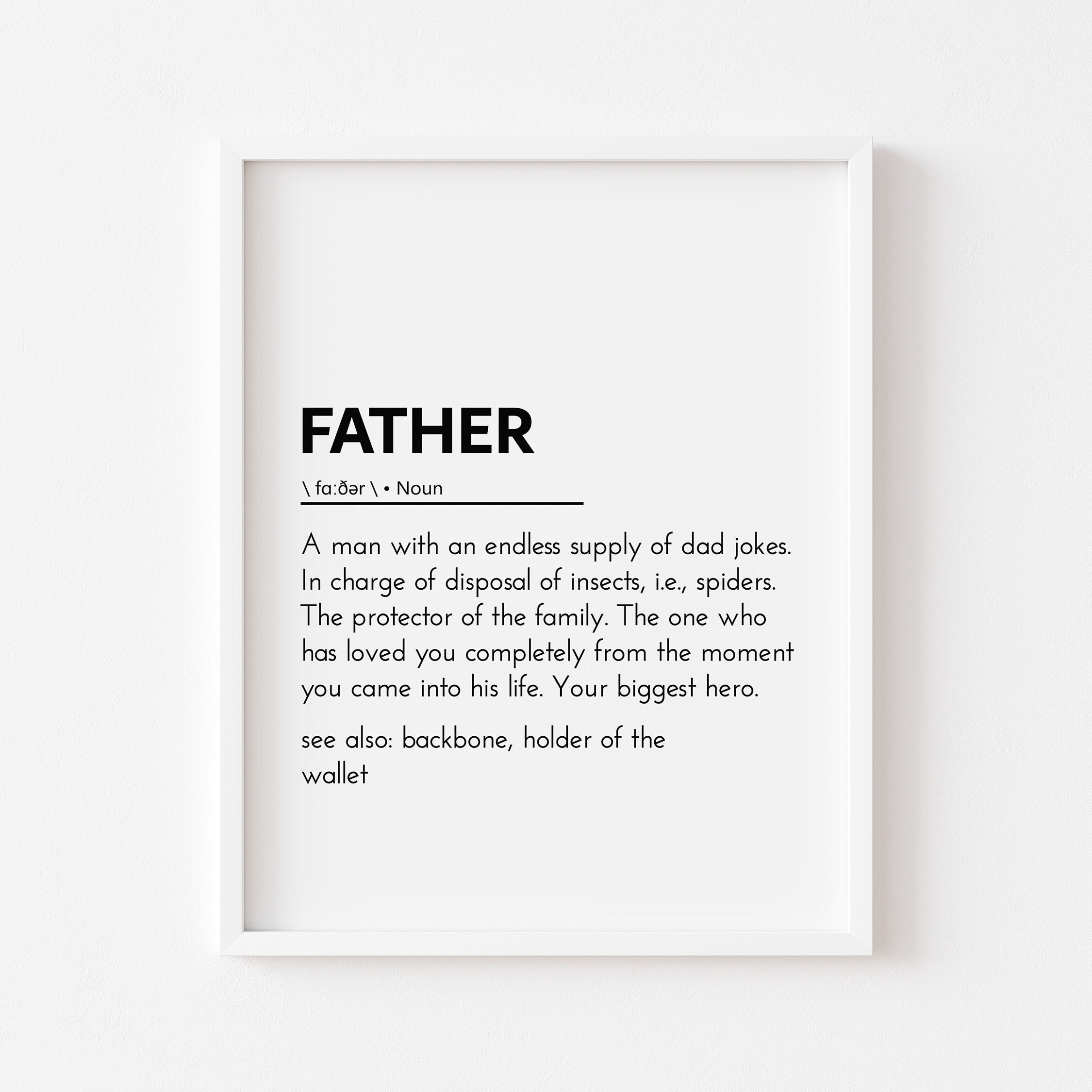 Father Definition Father Quote Father Poster Father Birthday Gift From ...