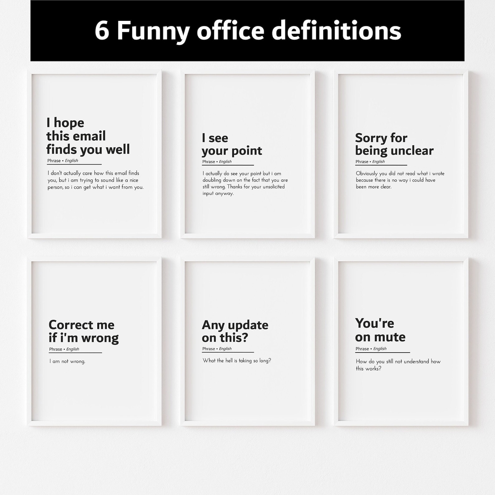 Funny Email Definitions Funny Office Decor Home Office Decor Work From ...