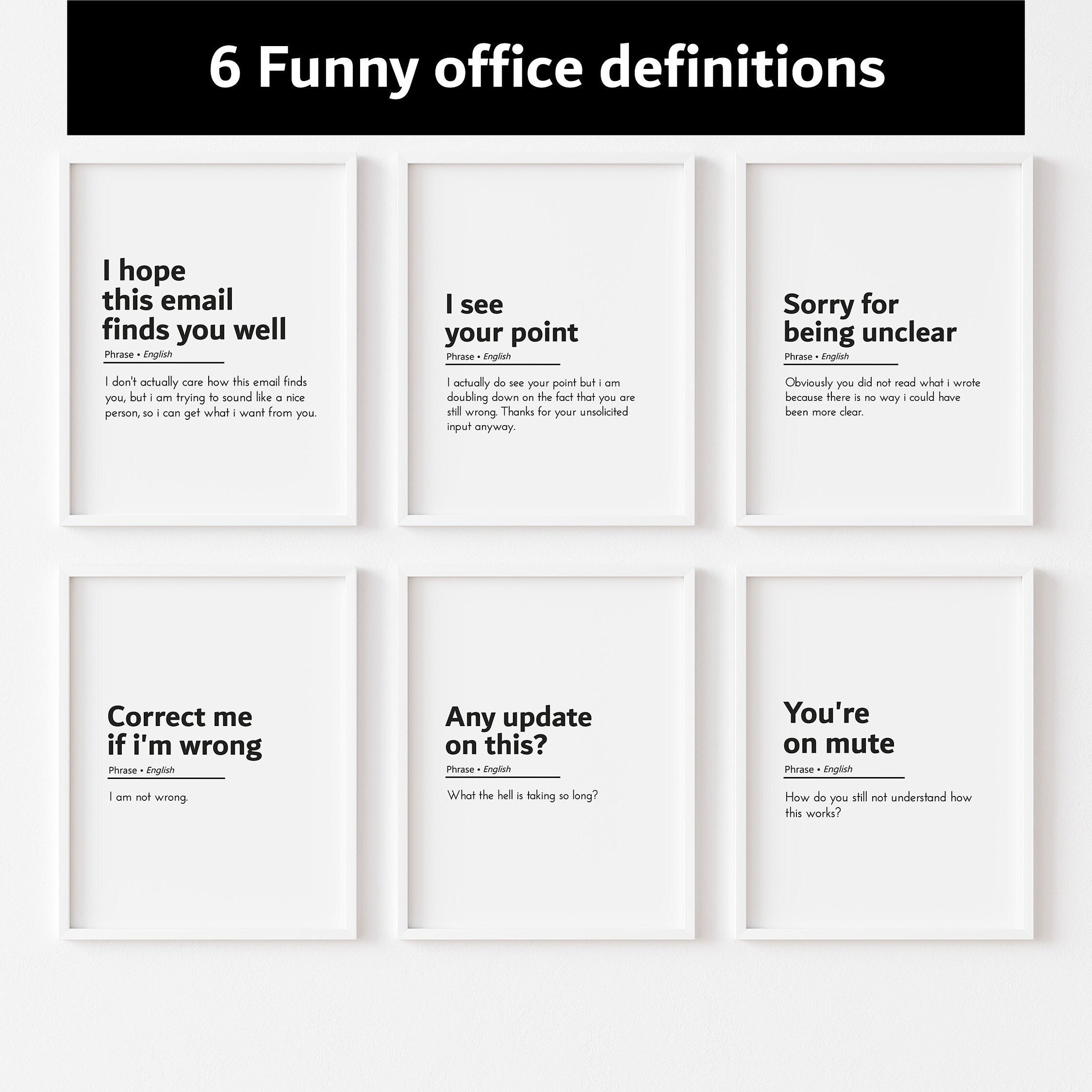 Funny Email Definitions Funny Office Decor Home Office Decor Work From ...