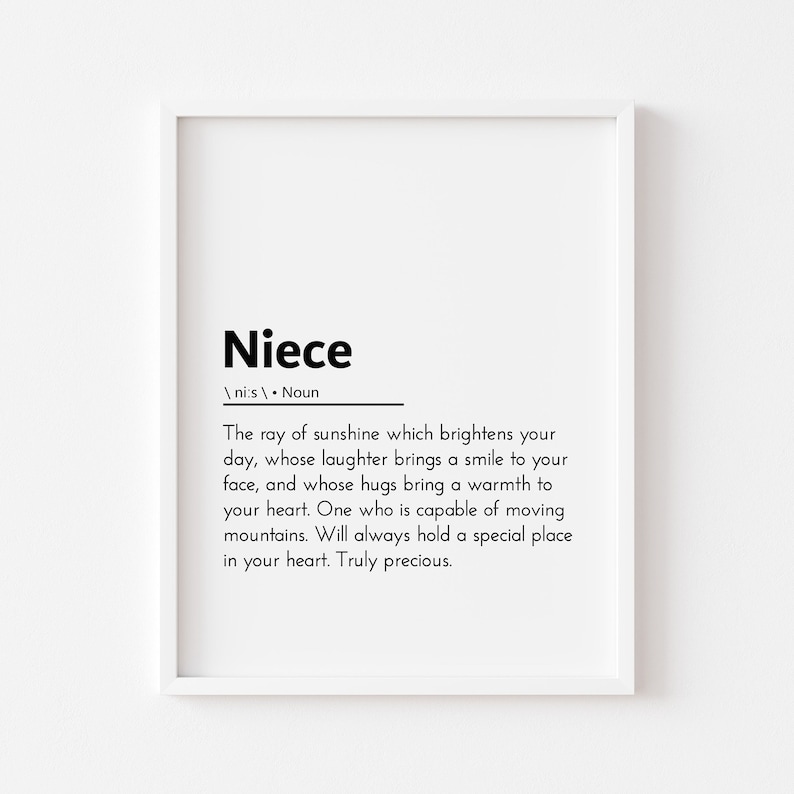 Niece Definition Art Print, Gift for Aunt (digital Download) - Etsy