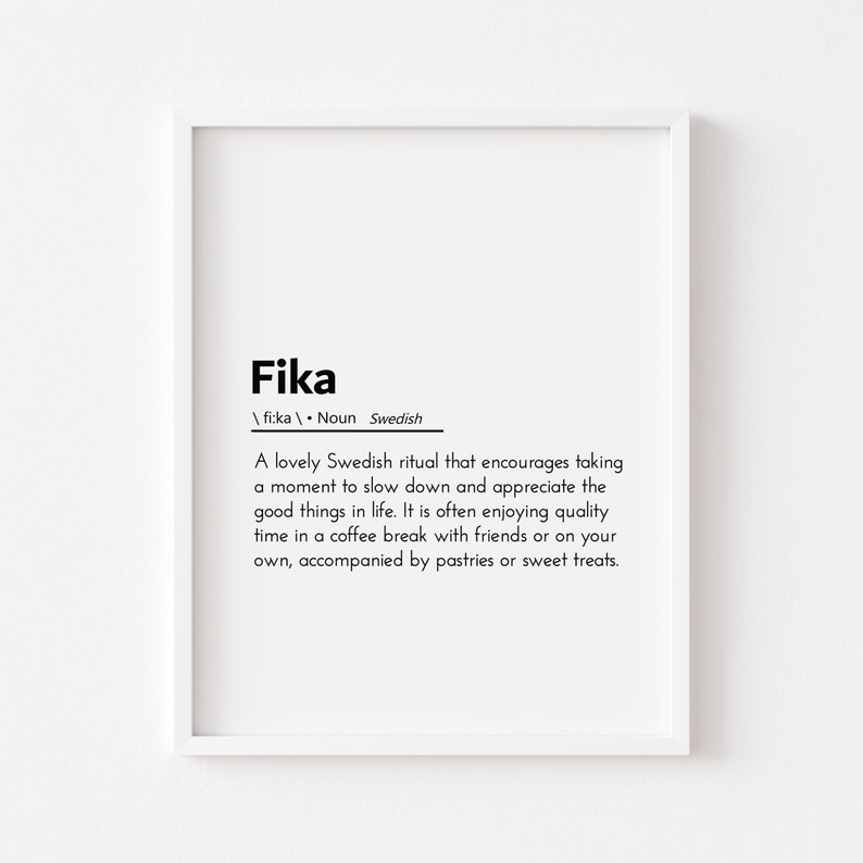Fika Definition Fika Sign Scandinavian Wall Art Fika Poster Swedish ...