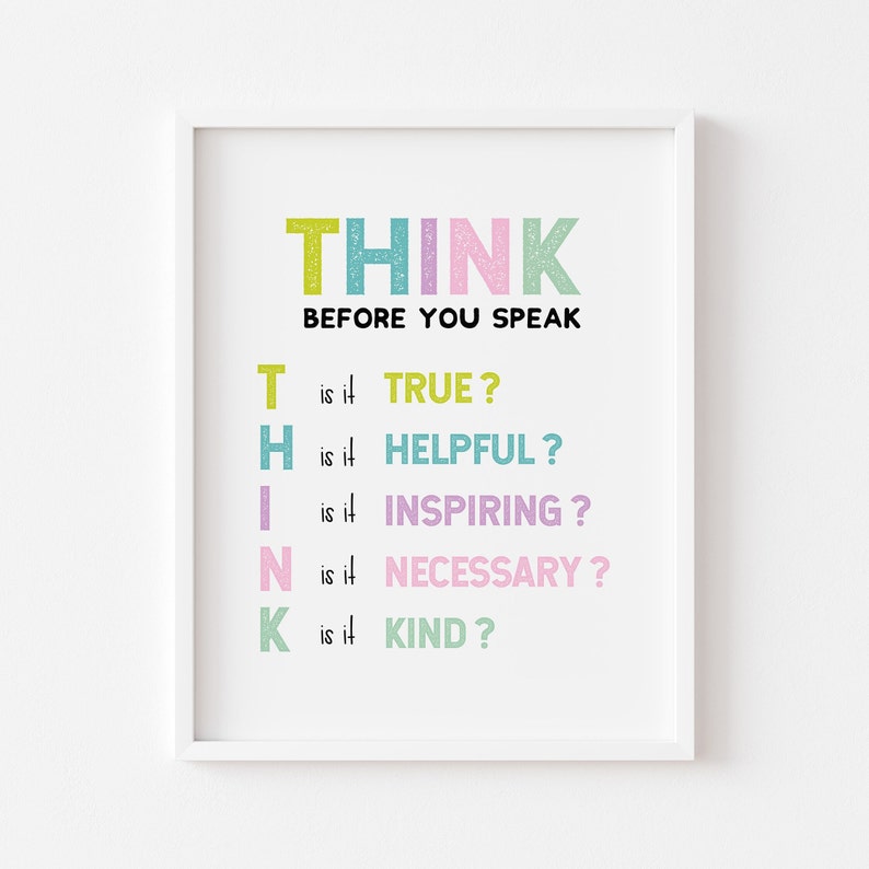 Think Before You Speak Poster, DBT Counseling Art (digital Download) - Etsy