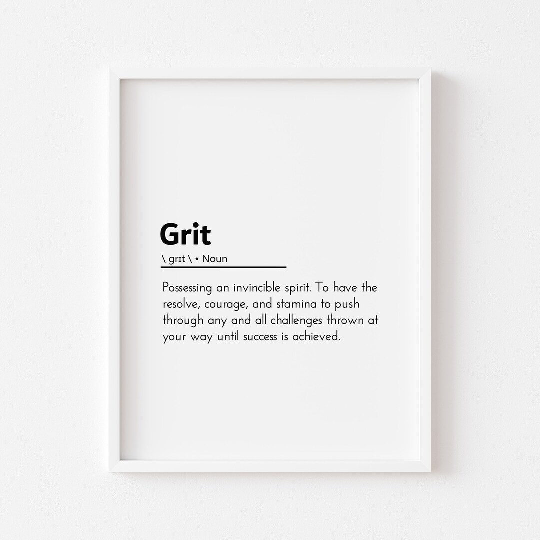 Grit Definition, Grit Wall Art, Inspirational Quotes for Office ...