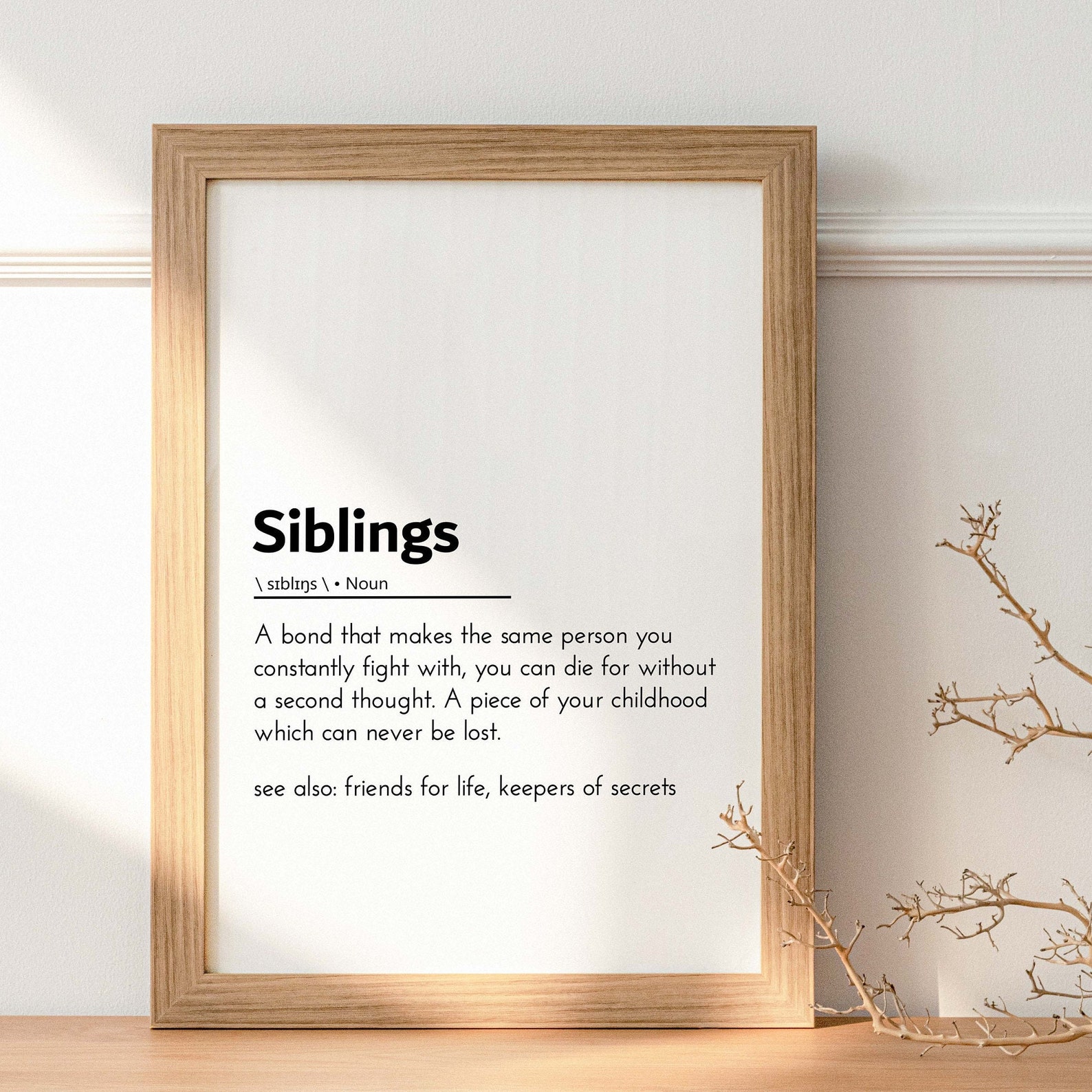 Siblings Definition Siblings Gift Sibling Quote Siblings Wall Art ...