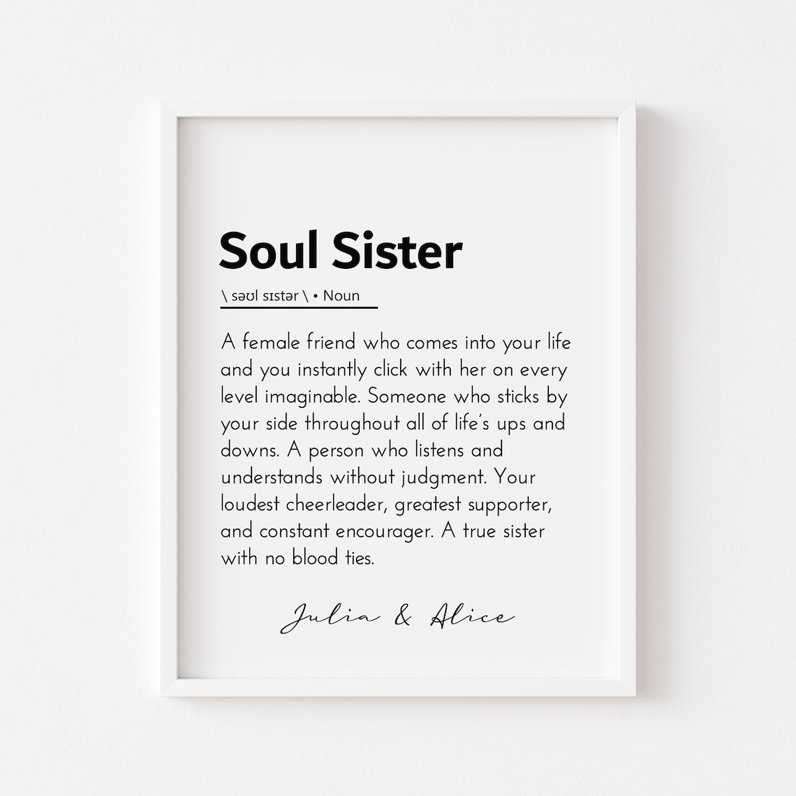 Soul Sister Definition Soul Sister Quote Soul Sister Gift Bestie Quotes ...