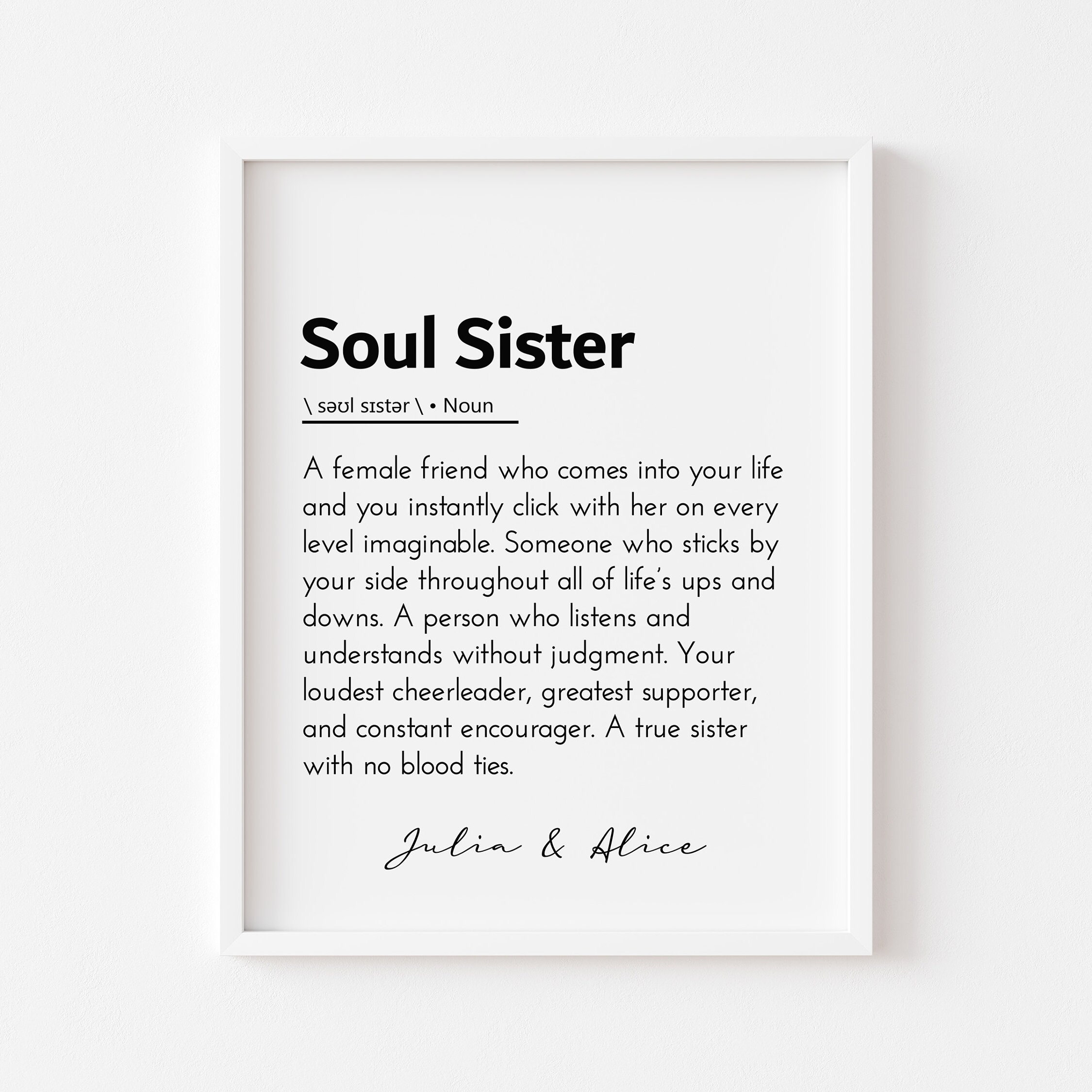 Soul Sister Definition Soul Sister Quote Soul Sister Gift Etsy