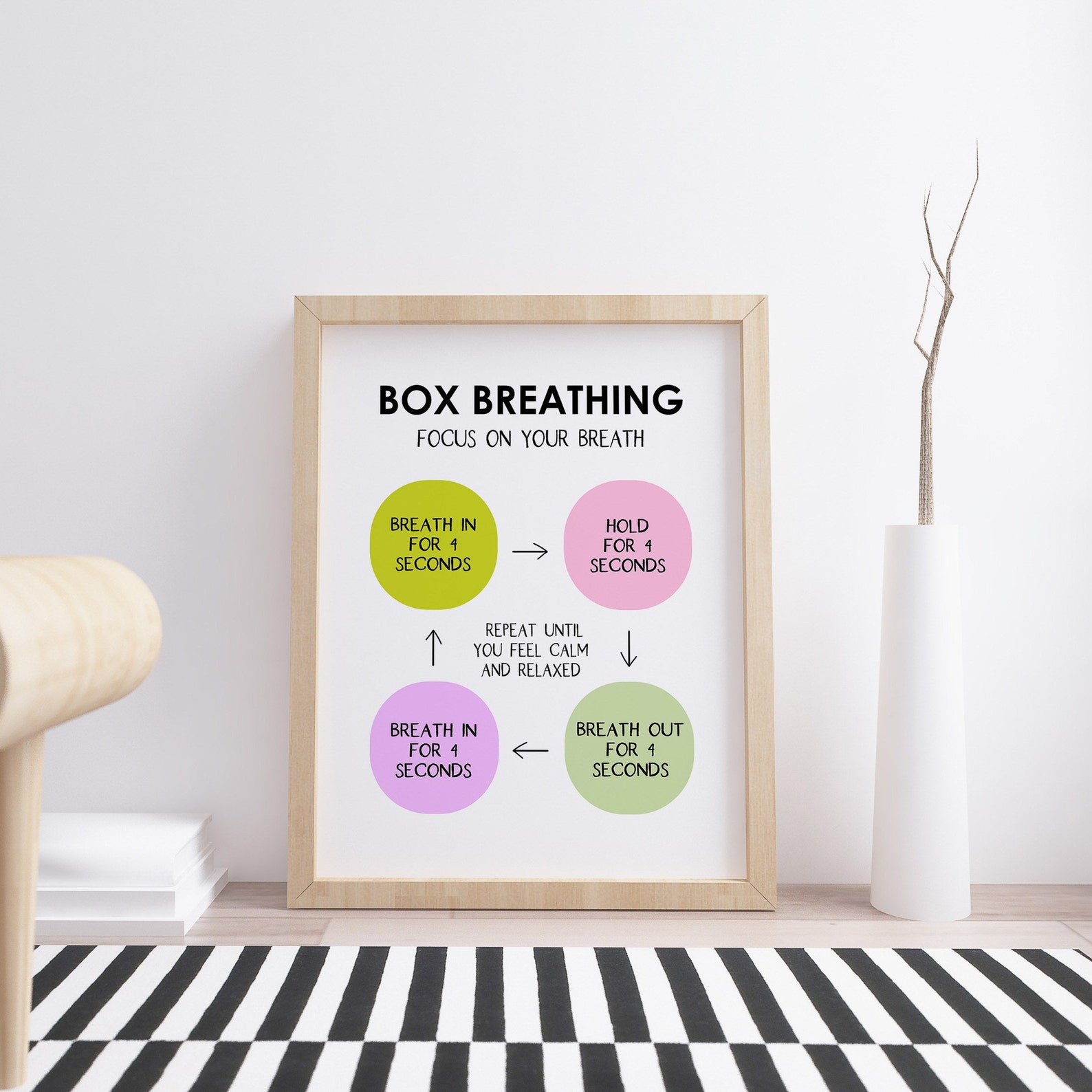 Box Breathing Poster Mindfulness Breathing Mental Health Poster Anxiety ...